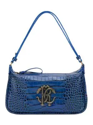 Roberto Cavalli Crocodile-effect Logo Plaque Shoulder Bag - Blue