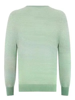 Fedeli Striped Cashmere Crew Neck Sweater - Green