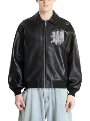 WASTED Stronghold Varsity Bomber Jacket - Black