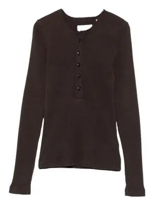 Citizens Of Humanity Drea Waffle-knit Henley Top - Black