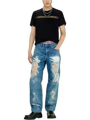 DIESEL® Logo-print Sheer-panel T-shirt - Black