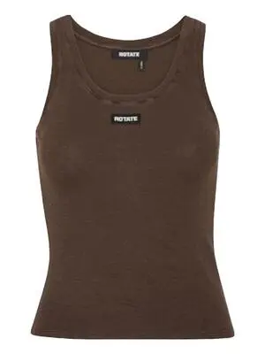 ROTATE BY BIRGER CHRISTENSEN Logo Ribbed Tank Top - Brown
