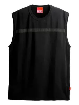 DIESEL® Sleeveless Slogan Print T-shirt - Black