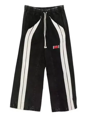 RIVINGTON ROI REBIS Logo-patch Side-stripe Cotton Track Pants - Black