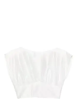 LEEN MOUGHRABI Leen Mougrhabi Isla Boat-neck Crop Top - White