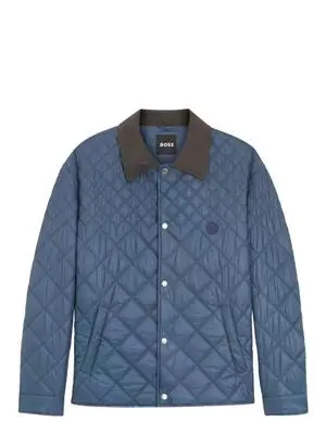 BOSS BOSS Quilted Collared Jacket Blue