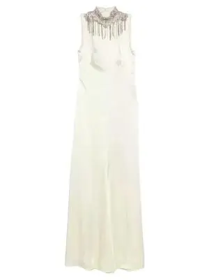Alexander McQueen Embellished Mock Neck Maxi Dress - Neutrals