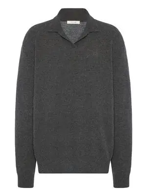 THE ROW Oashi Cashmere Polo Sweater - Grey