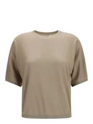 Brunello Cucinelli Brunello Cucinelli Short Sleeve Cashmere And Silk Sweater Beige