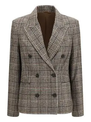 Brunello Cucinelli Brunello Cucinelli Double-Breasted Alpaca And Wool Blend Jacket Multicolour