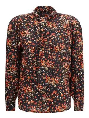 Gucci GUCCI Silk Flora Print Shirt With Neck Bow Multicolour