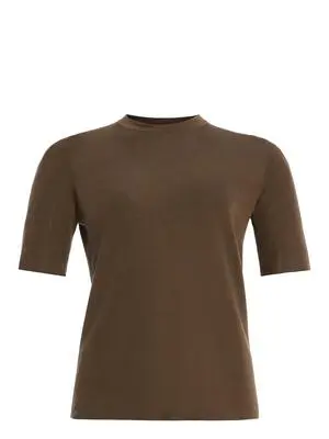 THE ROW Ozzi Silk Jersey Crewneck T-shirt - Brown