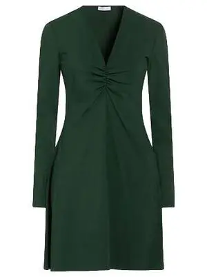 Patrizia Pepe Long Sleeve V-neck Mini Dress With Ruching - Green