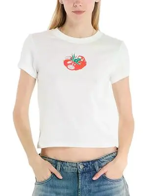 Nike Graphic Print Cropped T-shirt - White