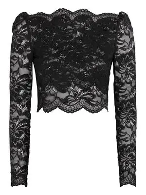 Rabanne Off-the-shoulder Lace Crop Top - Black