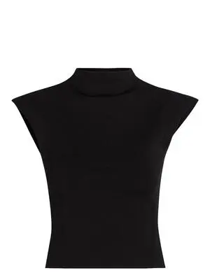 A.W.A.K.E. Mode Close-knit Top With Mock Neck And Dolman Cap Sleeves - Black