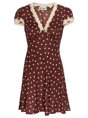 Rixo Cely Polka Dot Crepe De Chine Mini Dress - Brown
