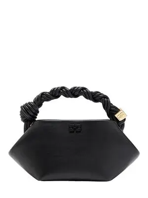 GANNI Bou Mini Leather Top Handle Bag - Black