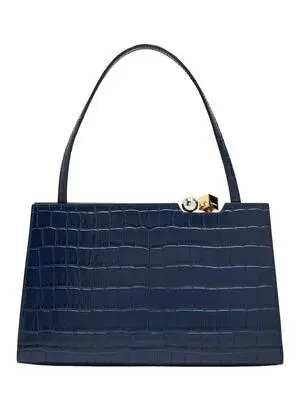 Jacquemus Le Salon Crocodile-effect Leather Shoulder Bag - Navy