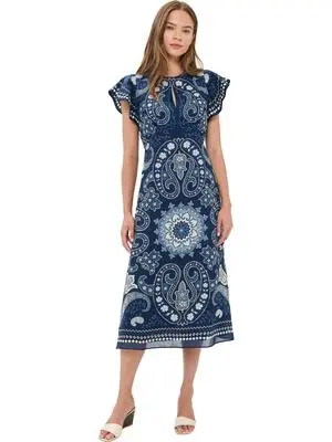 Sea Emelina Print Midi Dress - Navy
