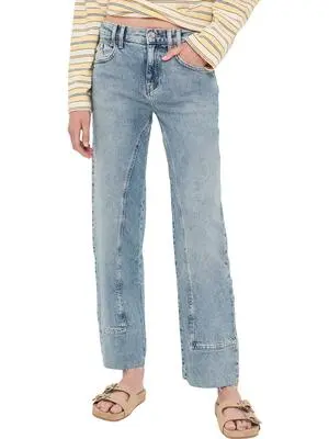 Free People Paneled Raw Edge Denim Jeans - Mantra