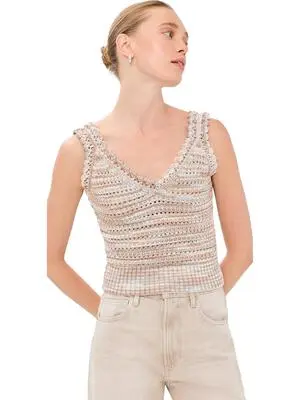 Veronica Beard Selwyn Knit Tank - Beige Multi