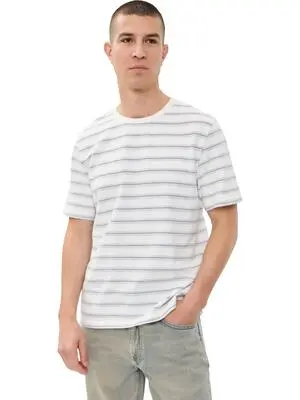 WAX LONDON Stitch Stripe Dean Tee - Ecru/blue