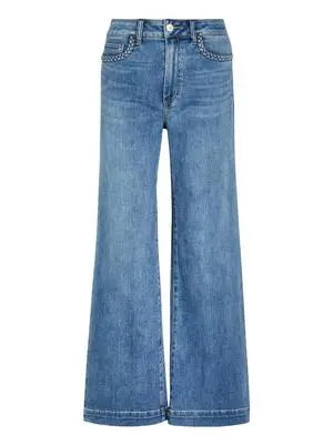 PAIGE Paige Vanessa Braided-Trim Wide-Leg Jeans