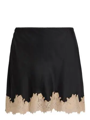 Rixo Lace-trim Satin Mini Skirt - Black