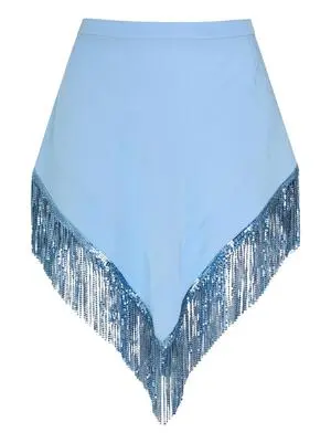 Rabanne Fringed Chains Asymmetric Woven Skirt - Blue
