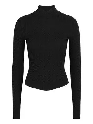 Victoria Beckham Ribbed Merino Wool Jumper - Black