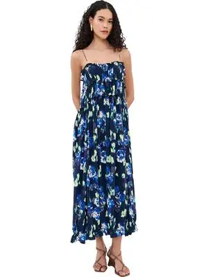 Ulla Johnson Clove Silk Floral Print Midi Dress - Evening Bloom