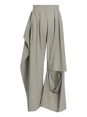 A.W.A.K.E. Mode Cut-out Wide-leg Stretch Wool Trousers - Light Grey