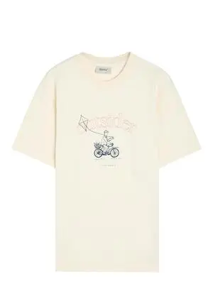 FORET Printed Cotton T-shirt - Beige