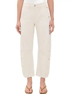 LE JEAN Studded Frankie Barrel Jeans - Bone