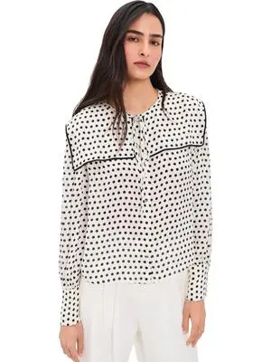 FRAME Polka Dot Silk Blouse - Cream Multi