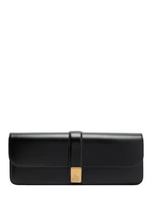 Khaite Blake Leather Clutch With Gold-tone Hardware - Black