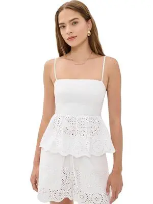 Susana Monaco Embroidered Poplin Peplum Top - Sugar