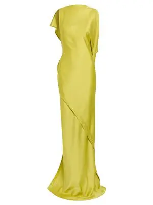 Victoria Beckham Kira Draped Satin-crepe Gown - Yellow