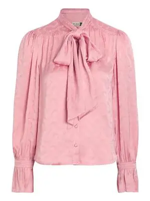 RIXO RIXO Evanora Floral Jacquard Satin Blouse With Neck Ties