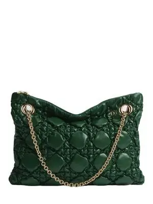 Dior Medium Crushed Leather Bag With Gold-tone Chain - Forest