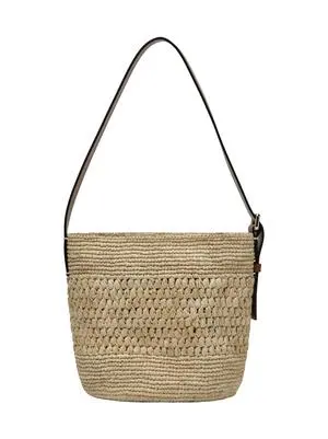 Manebí Raffia And Leather Crossbody Bag - Nude