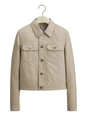 Dior Oblique Motif Cropped Jacket In Cotton And Silk Gabardine - Beige