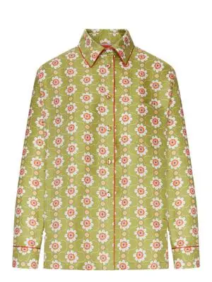 La DoubleJ Floral Print Silk Shirt - Green