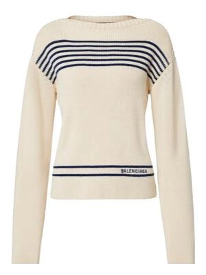 Balenciaga Striped Long Sleeve Sweater - Nude