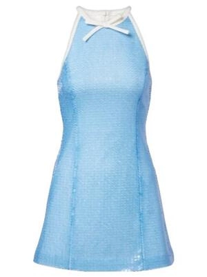 SHUSHU/TONG Halterneck Sequined A-line Mini Dress - Blue