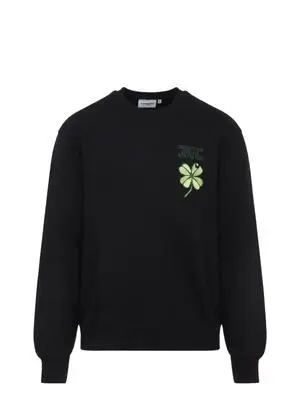 Carhartt Work In Progress Long Sleeve Sweatshirt With Embroidered Clover - Black