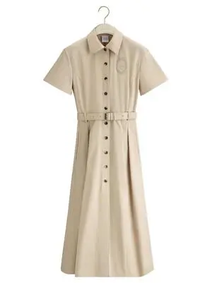 Dior Mid-length Shirtdress With Médaillon Embroidery - Beige