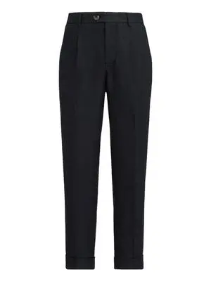 Brunello Cucinelli Garment-dyed Linen Gabardine Trousers - Black