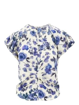 Isabel Marant Étoile Tullya Ruched Print Top - White